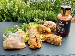 Sommerrolle mit Hähnchen & Trüffelketchup - Frisch & Lecker