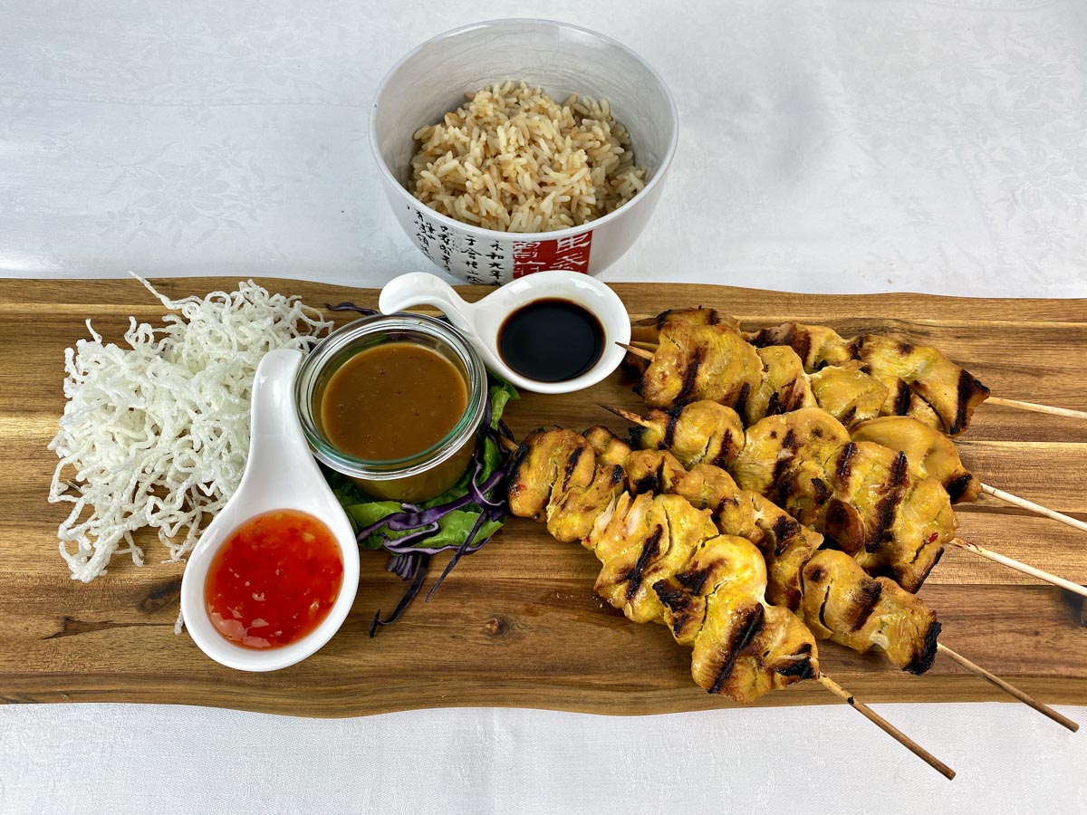 Chicken Sate Spiesse vom Grill - Schnell und lecker.